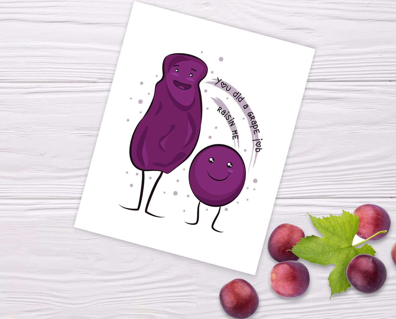 Punny Father's Day Card Grape Job Raisin Me Card Cute - Etsy