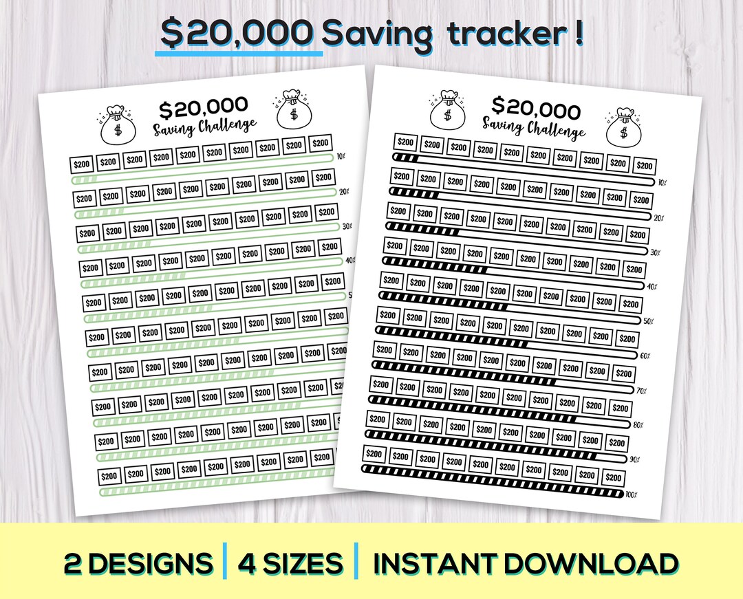 20K Money Saving Tracker Money Saving Challenge 20K - Etsy