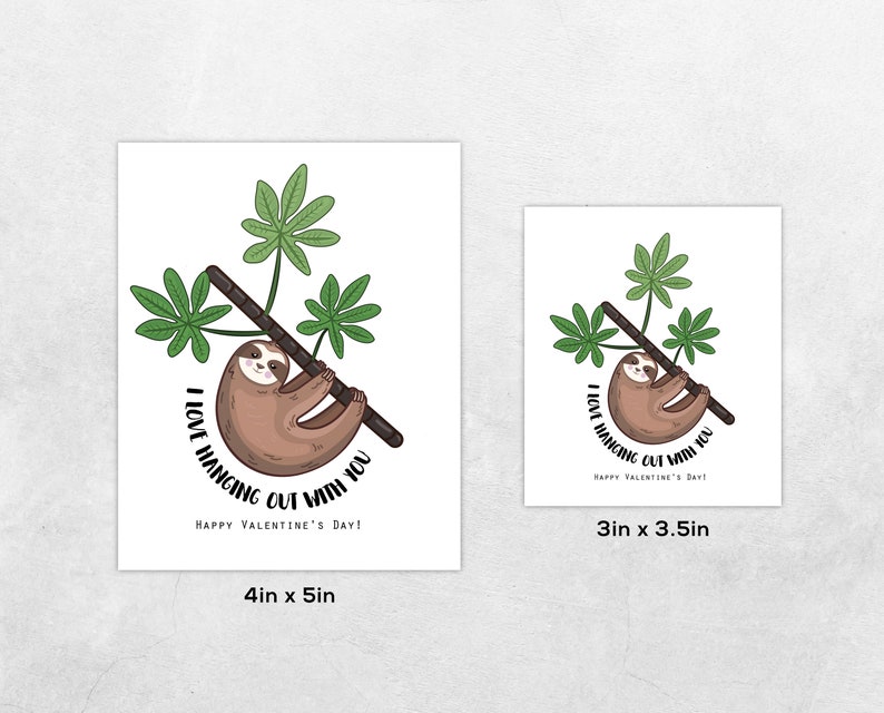 Kids Valentines Cards for School Sloth Kids Valentine Pencil - Etsy