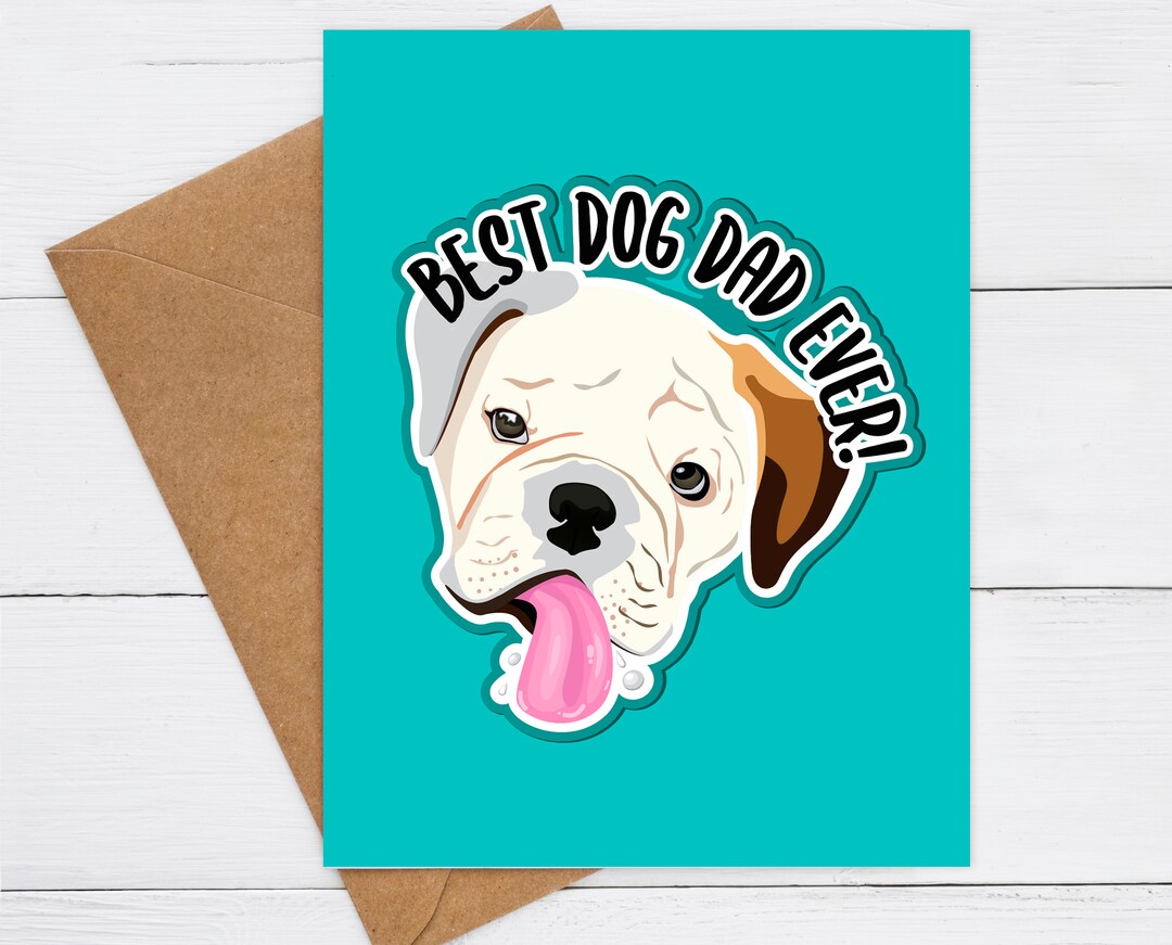 Dog Dad Birthday Card, Dog Owner Gift, English Bulldog Card Printable ...