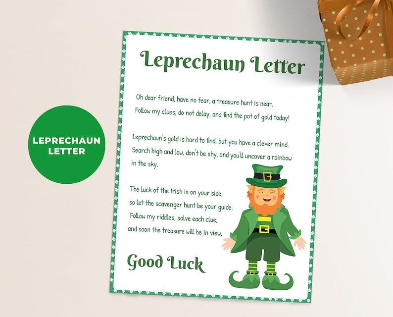 Kids St Patricks Day Scavenger Hunt Leprechaun Trap Clue - Etsy