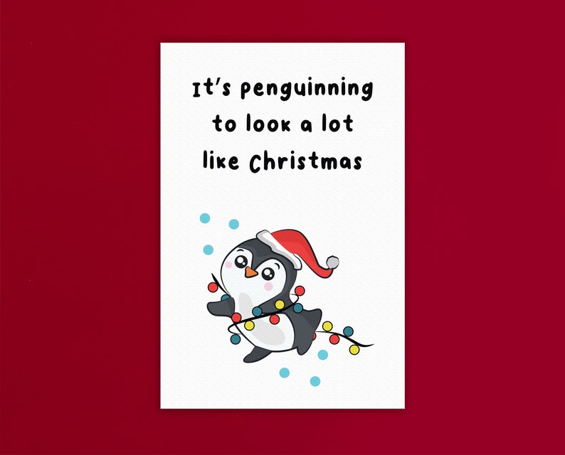 Punny Christmas Cards Pack of 4 Funny Christmas Cards Animal - Etsy