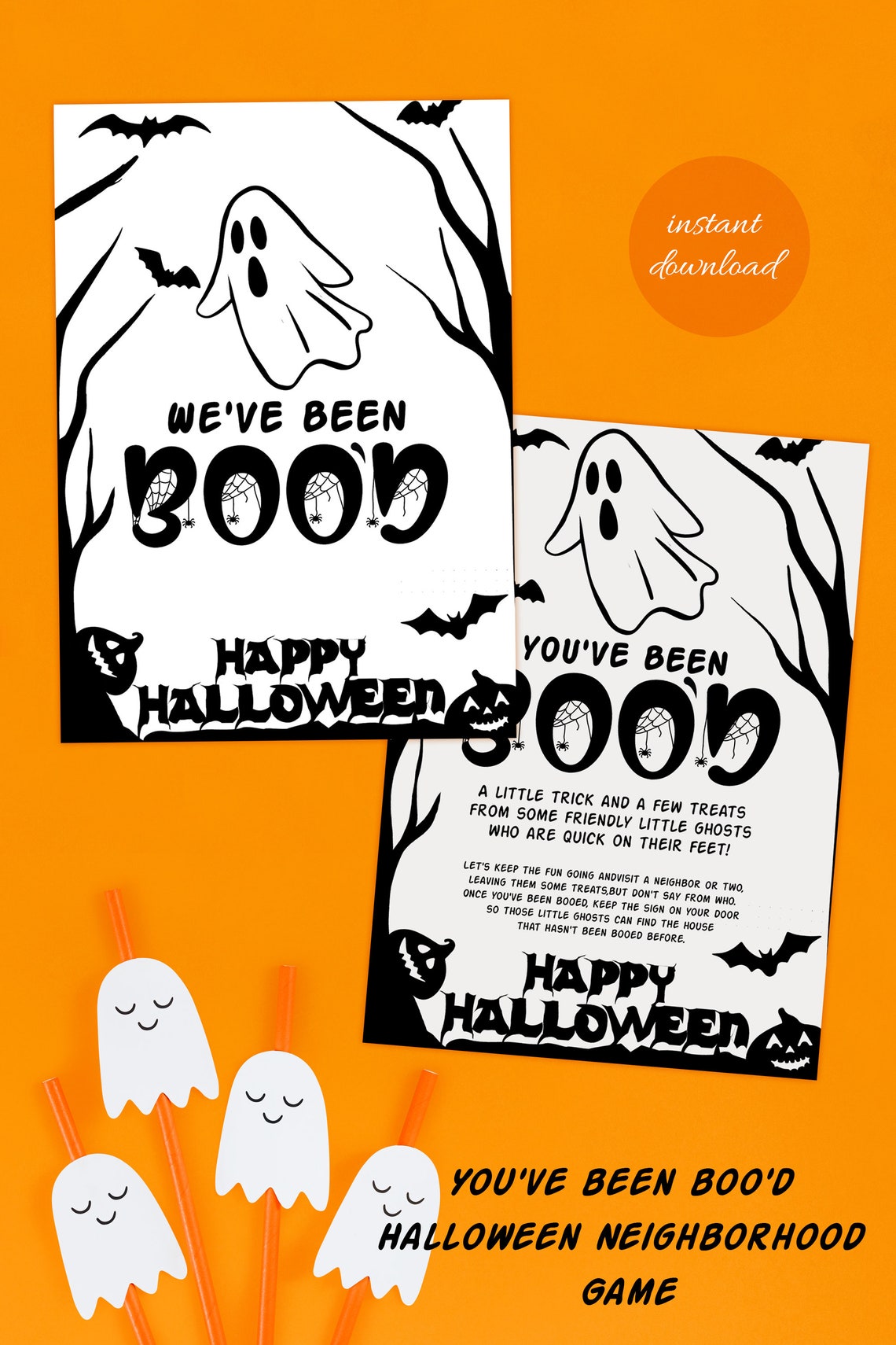 You've Been Booed Printable Card and Sign Halloween Booed - Etsy