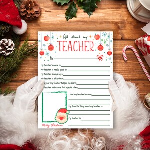 Christmas Teacher Appreciation Questionnaire Printable (PDF) - Etsy