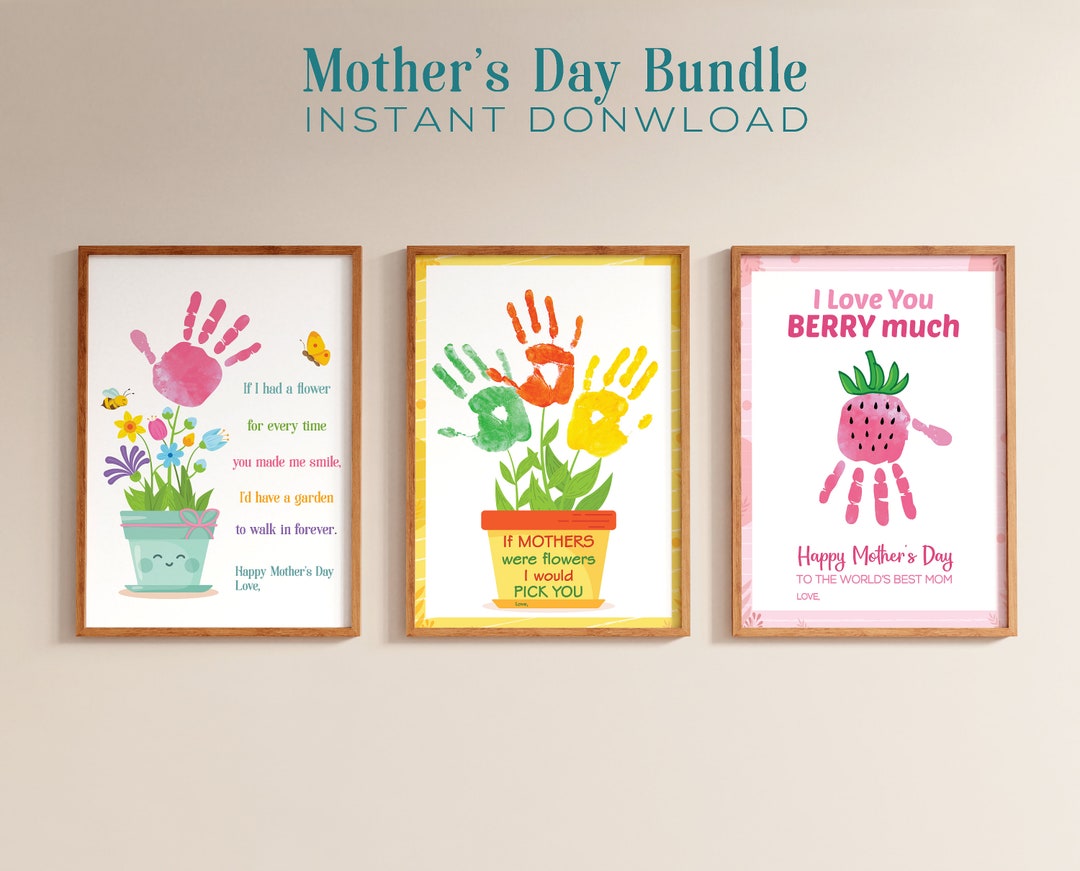 Custom Mothers Day Handprint Art Set, Printable Handprint Card From ...