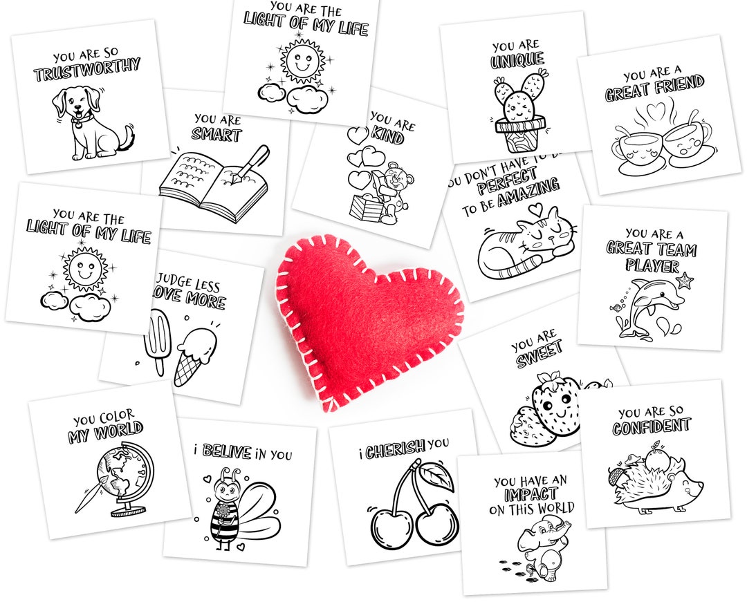 Kindness Cards to Color, Compliment Cards, Printable Positive ...
