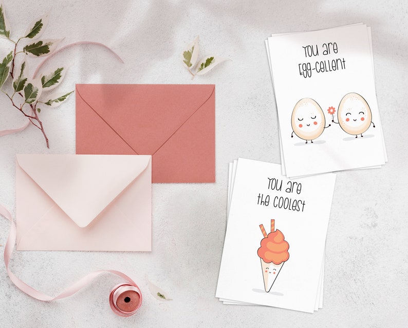 Cute Food Pun Cards Set, Funny Printables (digital Download) - Etsy