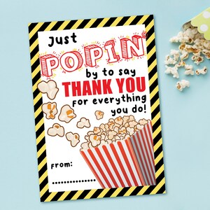 Popcorn Gift Tag Printable, Just Poppin by to Say Thank You Gift Tag ...