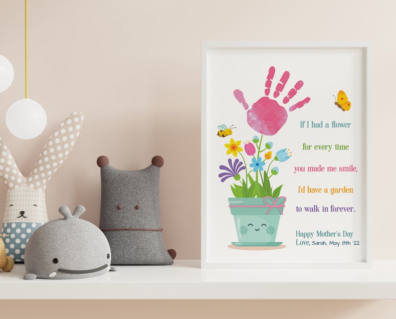 Mothers Day Flower Handprint Art Happy Mothers Day Keepsake | Etsy