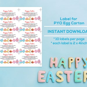Labels for PYO Egg Carton, Paint Your Own Easter Egg Cookie, Egg Carton ...