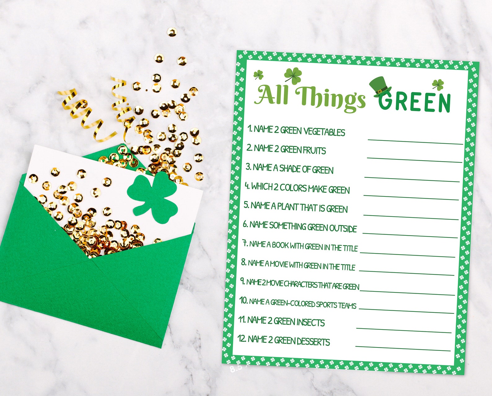 All Things Green Game, Printable St. Patrick's Games for Kids, Family ...