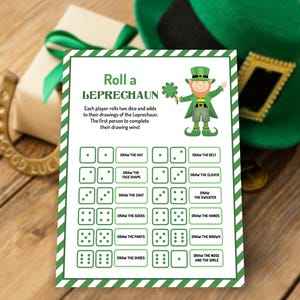 St Patrick's Day Roll a Leprechaun Dice Game (printable PDF) - Etsy
