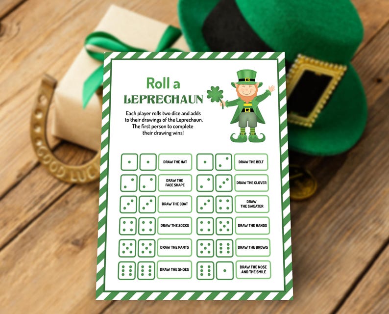 St Patrick's Day Roll a Leprechaun Dice Game (printable PDF) - Etsy