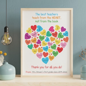 Rainbow Hearts Teacher Appreciation Gift, Printable Class Gift for ...