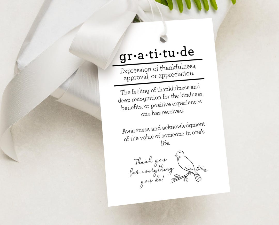 Minimalist Gratitude Gift Tags: Black & White Dove, Social Worker ...