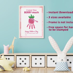 I Love You Berry Much, Custom Mothers Day Handprint Art, Mom Gift From ...