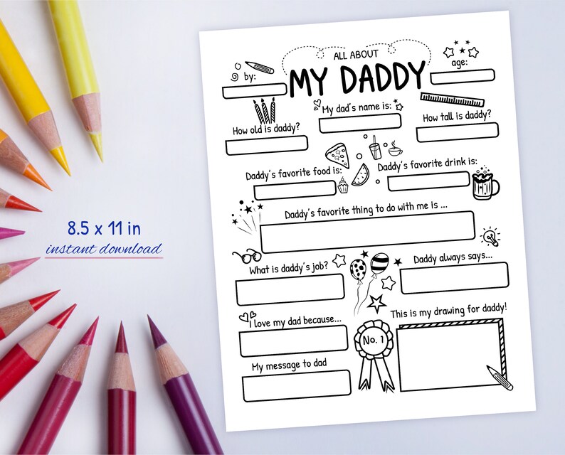 Dad Printable Fathers Day Questionnaire | Etsy