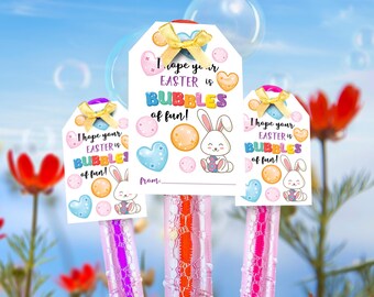Easter Bubbles With Fun Card, Kids Easter Mini Bubble Wands Tags for ...