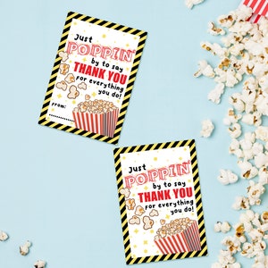 Popcorn Gift Tag Printable, Just Poppin by to Say Thank You Gift Tag ...