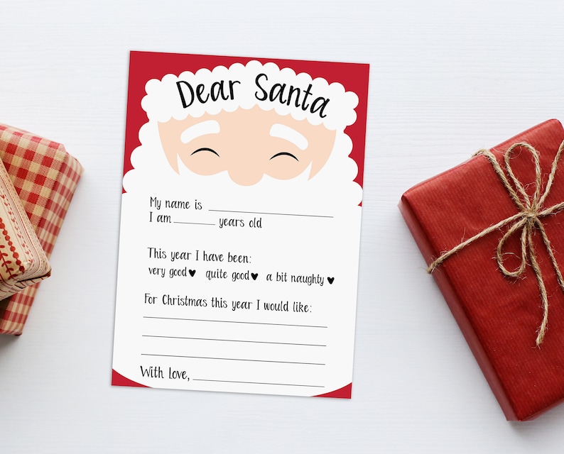 Letter to Santa Christmas Wish List Printable Santa Letter | Etsy