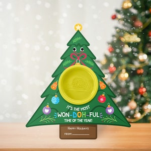 Printable Playdough Christmas Tree Gift for Kids, Classroom Party Favor ...