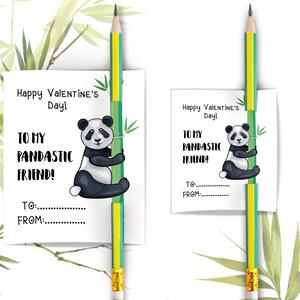 Cute Panda Valentines for Class, Printable Panda Bear Pencil Holder ...
