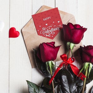 Red Happy Valentine's Day Cards Printable Heart - Etsy