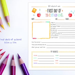 Back to School Kids Printable Questionnaire, First Day of School ...
