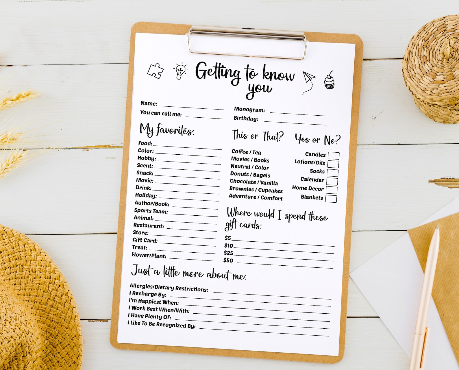 Getting to Know You Printable Survey, All About Me, Coworker Question ...