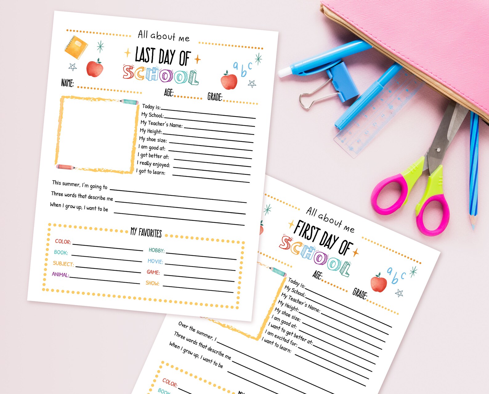 Back to School Kids Printable Questionnaire First Day of - Etsy