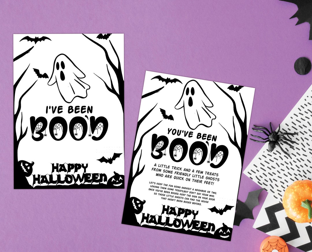 You've Been Booed Printable Card and Sign, Halloween Booed Neighborhood ...