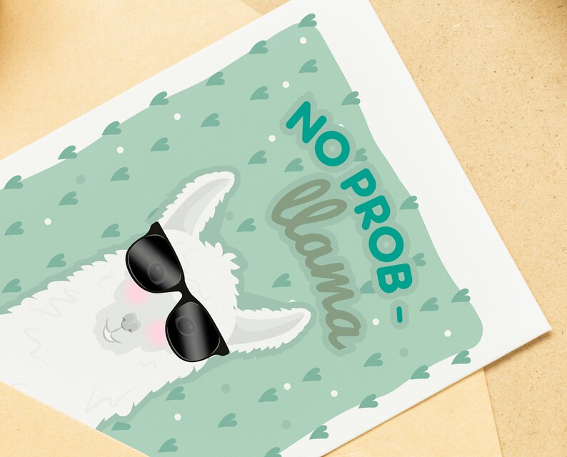 No Prob Llama Punny Llama Card Birthday Pun Cards Llama - Etsy