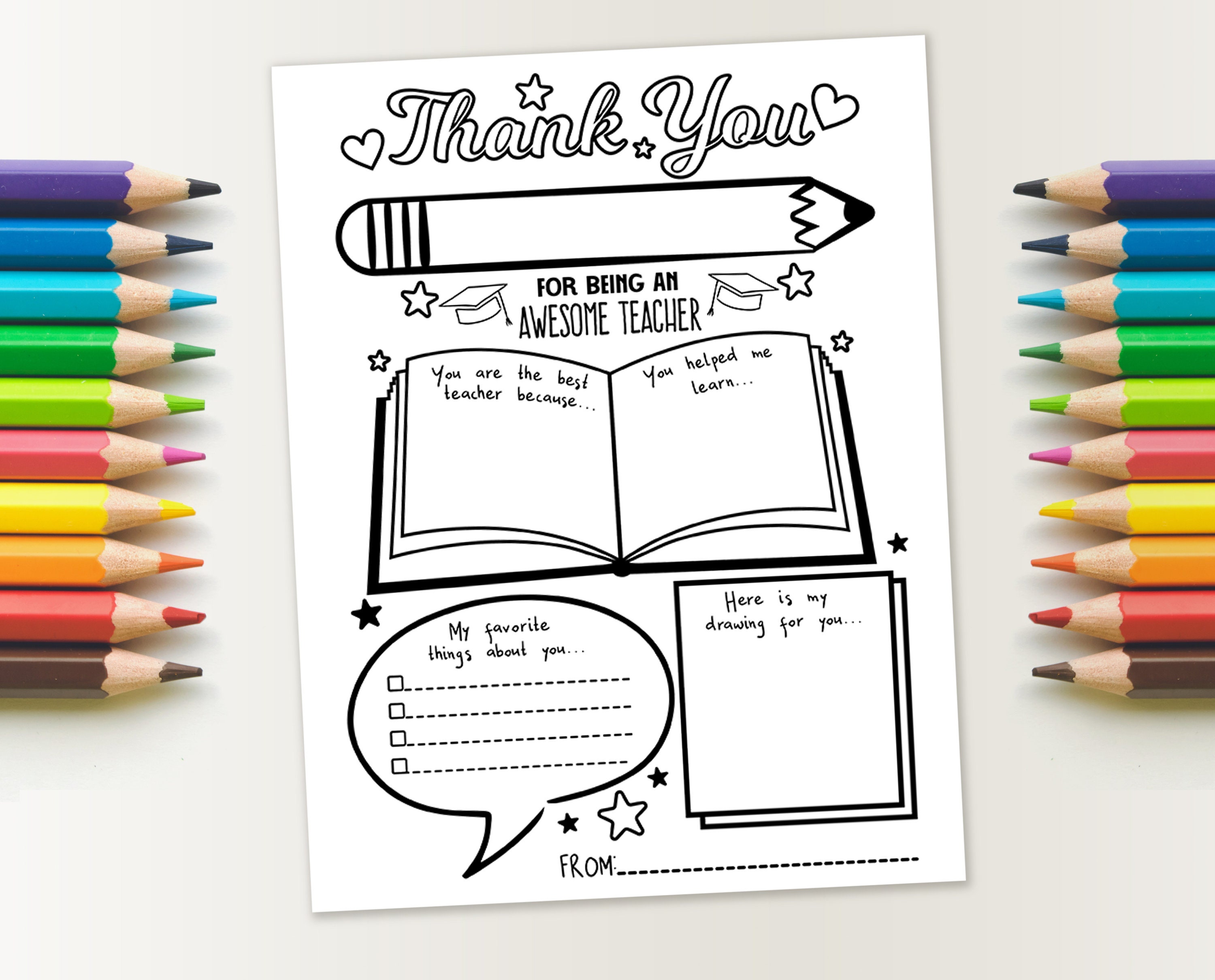 End of the School All About My Teacher Survey Teacher Thank - Etsy