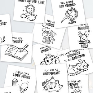 Kindness Cards to Color, Compliment Cards, Printable Positive ...