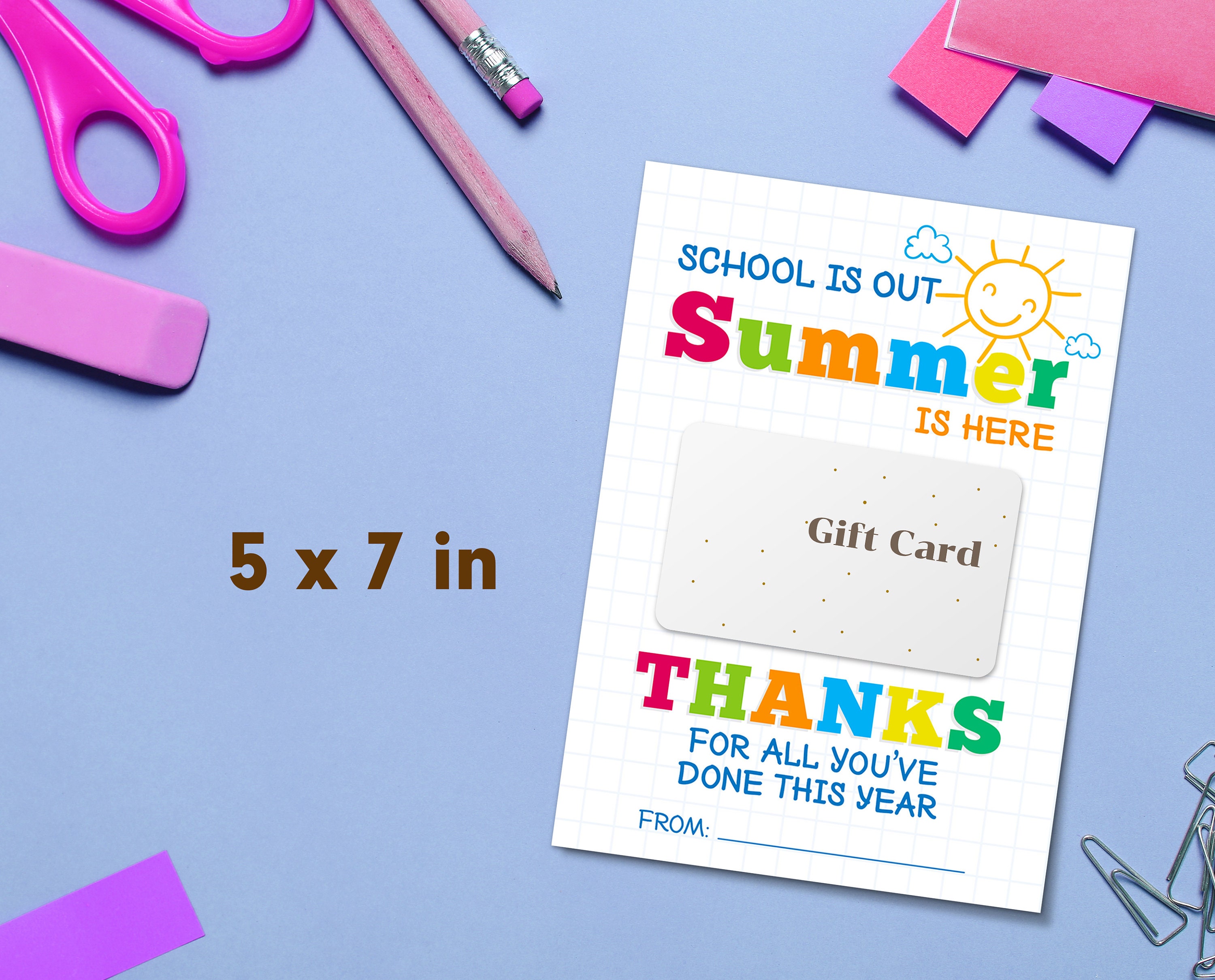 School is Out Summer is Here Gift Card Holder, End of School Gift ...