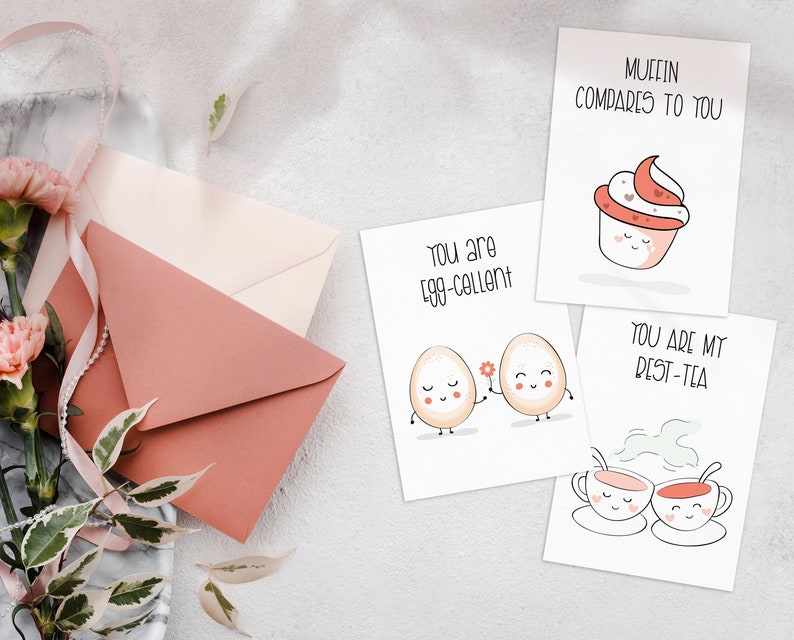 Food Pun Cards Set Punny Valentine Card Pun Birthday Card - Etsy