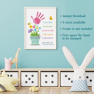 Mothers Day Flower Handprint Art, Happy Mothers Day Keepsake, Toddler ...