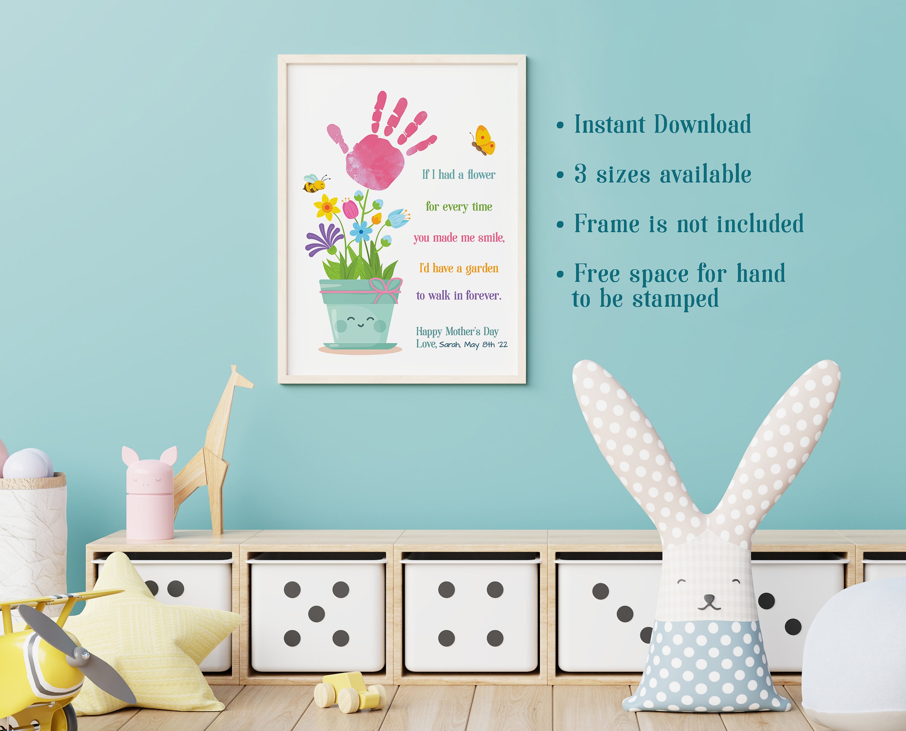 Mothers Day Flower Handprint Art Happy Mothers Day Keepsake - Etsy Canada