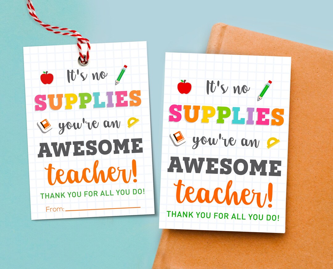 Teacher Appreciation Gift Tag Printable, School Supplies Appreciation ...