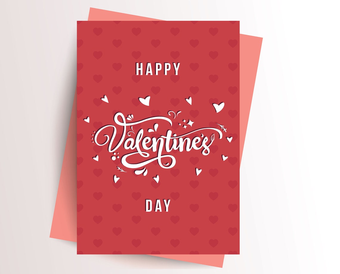 Red Happy Valentine's Day Cards Printable Heart | Etsy