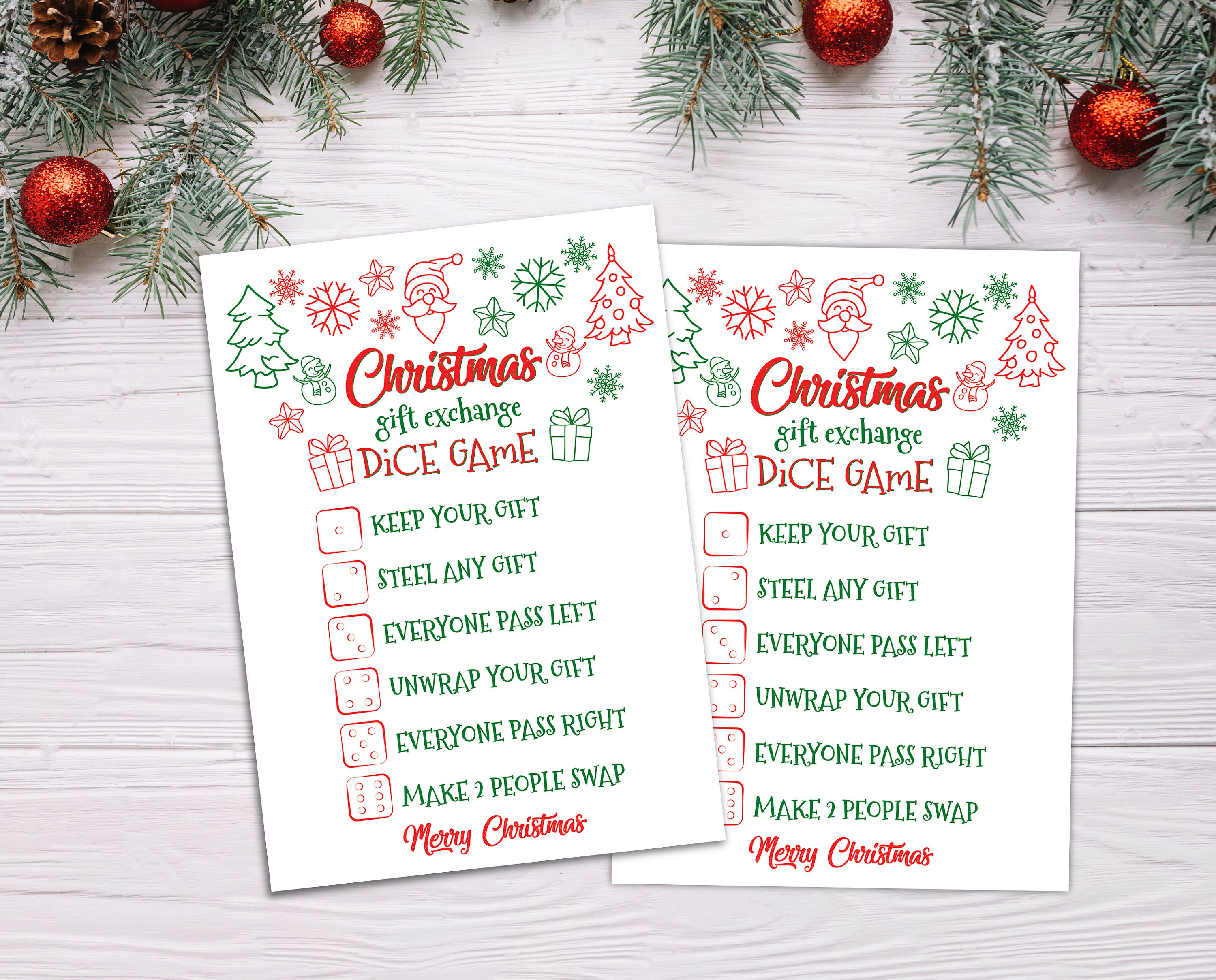 Christmas Printable Games Christmas Gift Exchange Game - Etsy