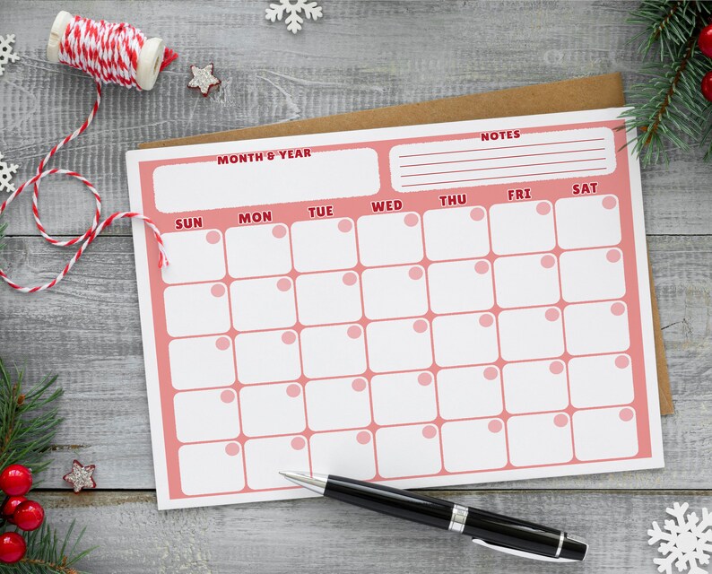 Blank Calendar Printable Calendar Desk Calendar 2023 Blank - Etsy