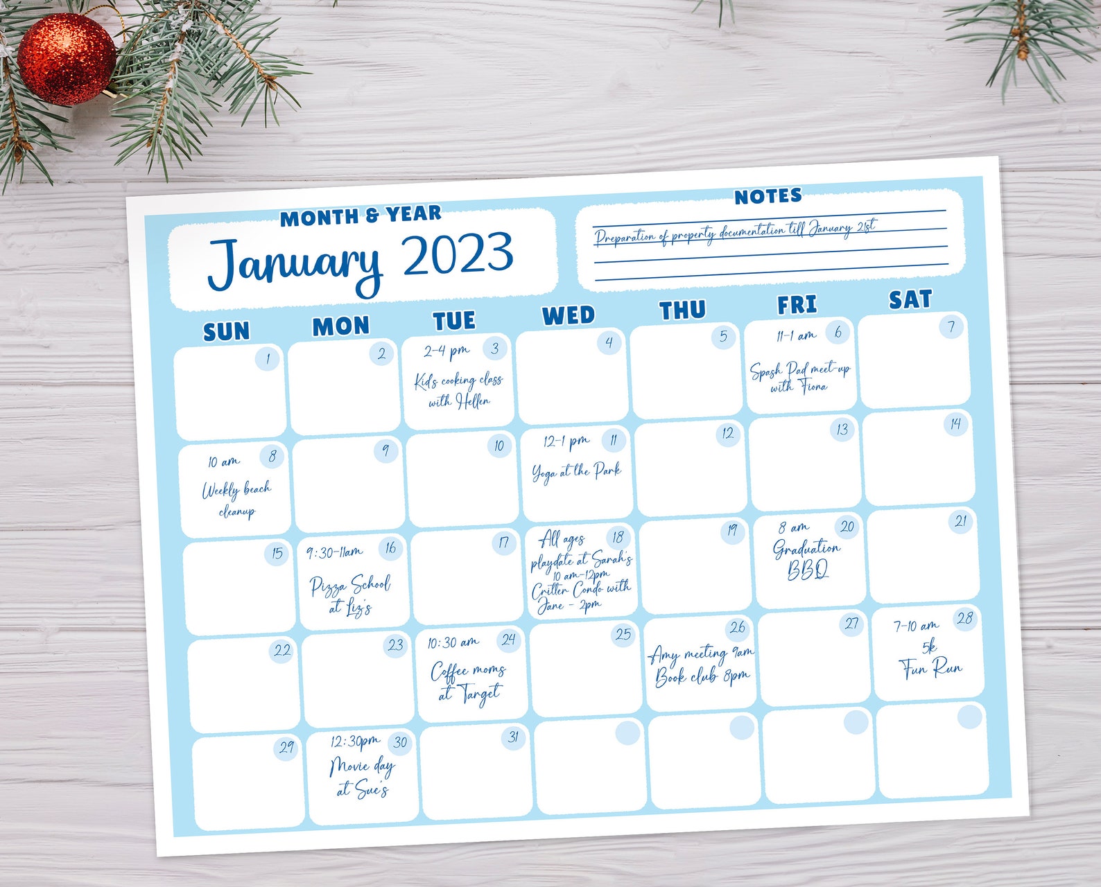Blank Calendar Printable Calendar Desk Calendar 2023 Blank - Etsy