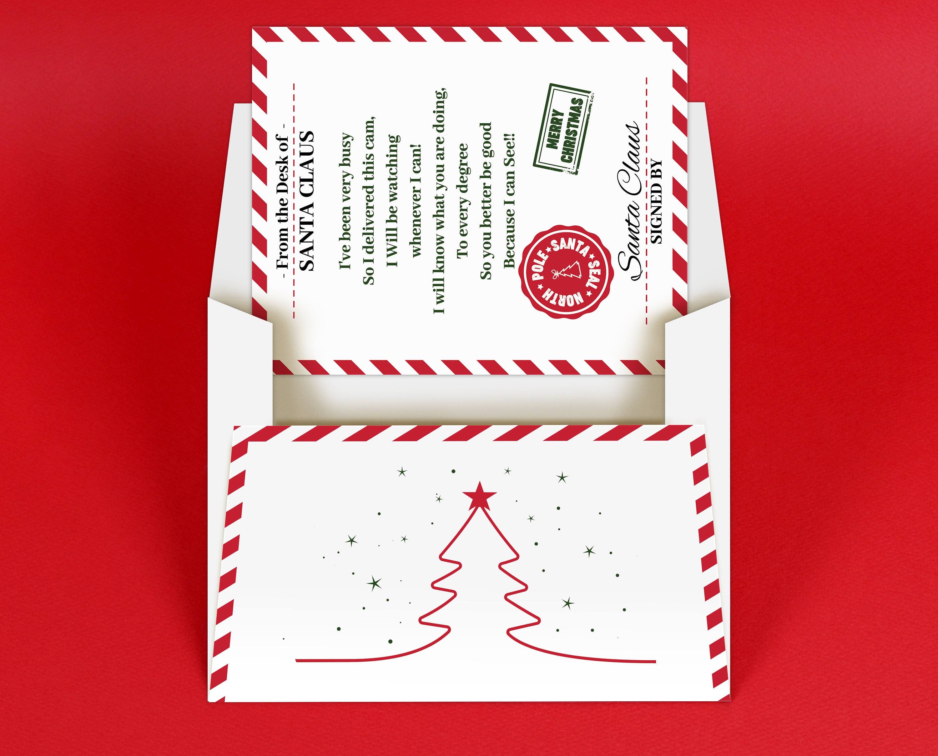 Santa Cam Letter Printable With Envelope, Personalized Letter From ...