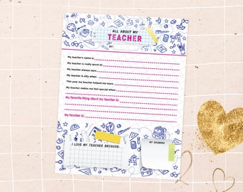 Printable Teacher Appreciation Week Questionnaire, Teacher Appreciation ...