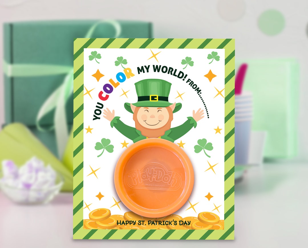 St. Patrick's Day Play Doh Cards Printable, Printable Class St Patricks ...