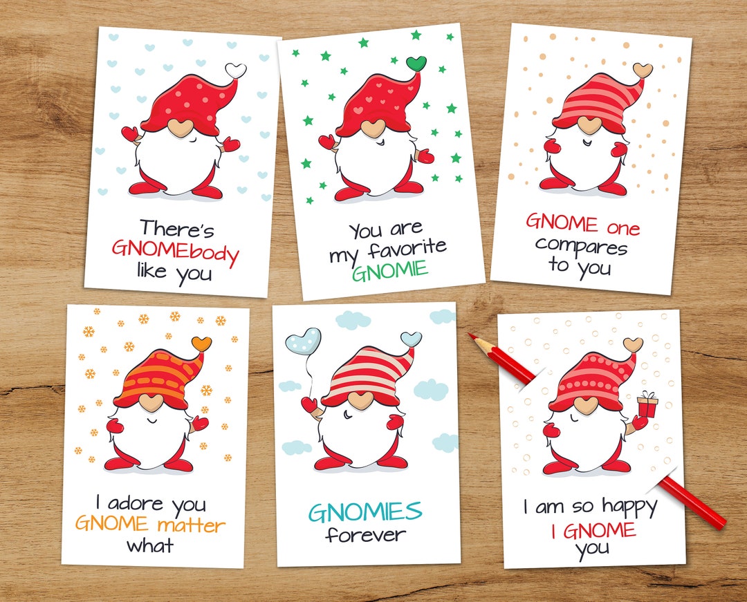 Gnome Valentine's Day Cards for Kids | Classroom Non-candy Gift (PDF ...