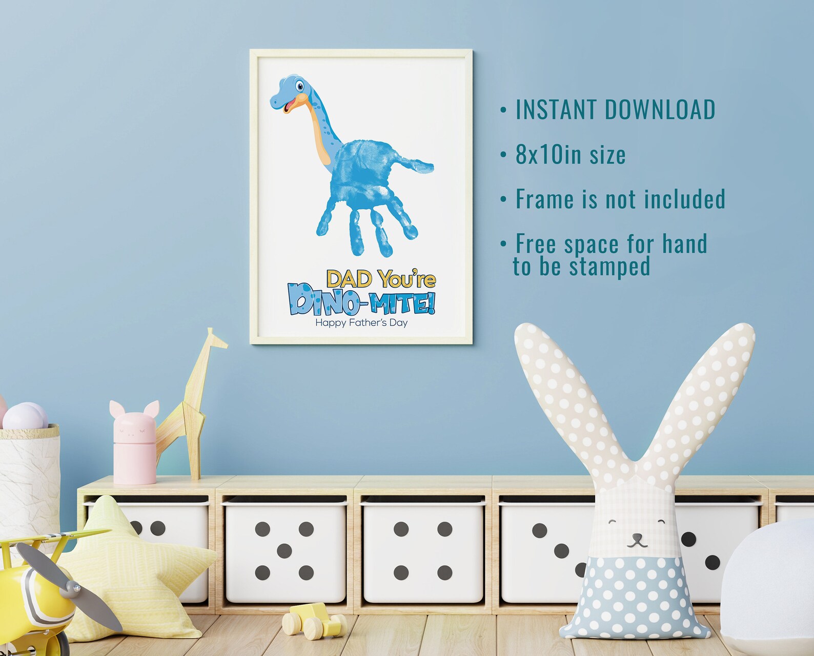 DIY Kids Dinosaur Handprint Art First Fathers Day Gift From - Etsy