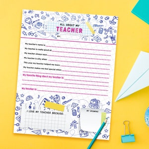All About My Teacher Questionnaire, Teacher Appreciation Week Printable ...
