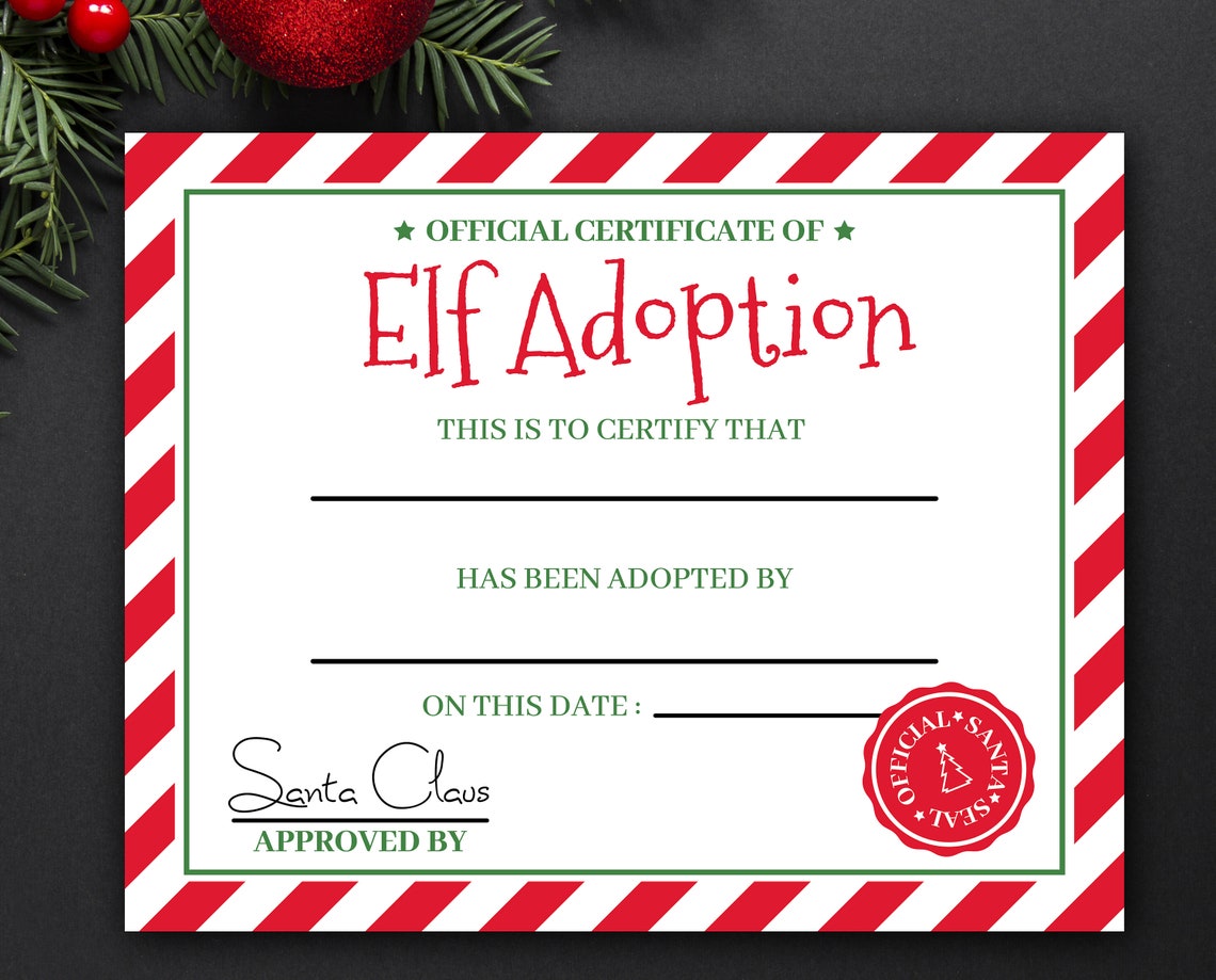 Elf Adoption Certificate Elf Adoption Letter Instant | Etsy